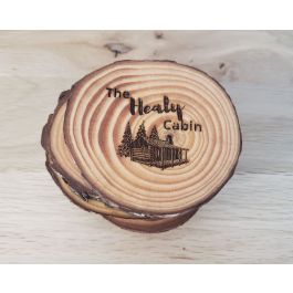 TD Cabin With Trees Wood Coaster Set